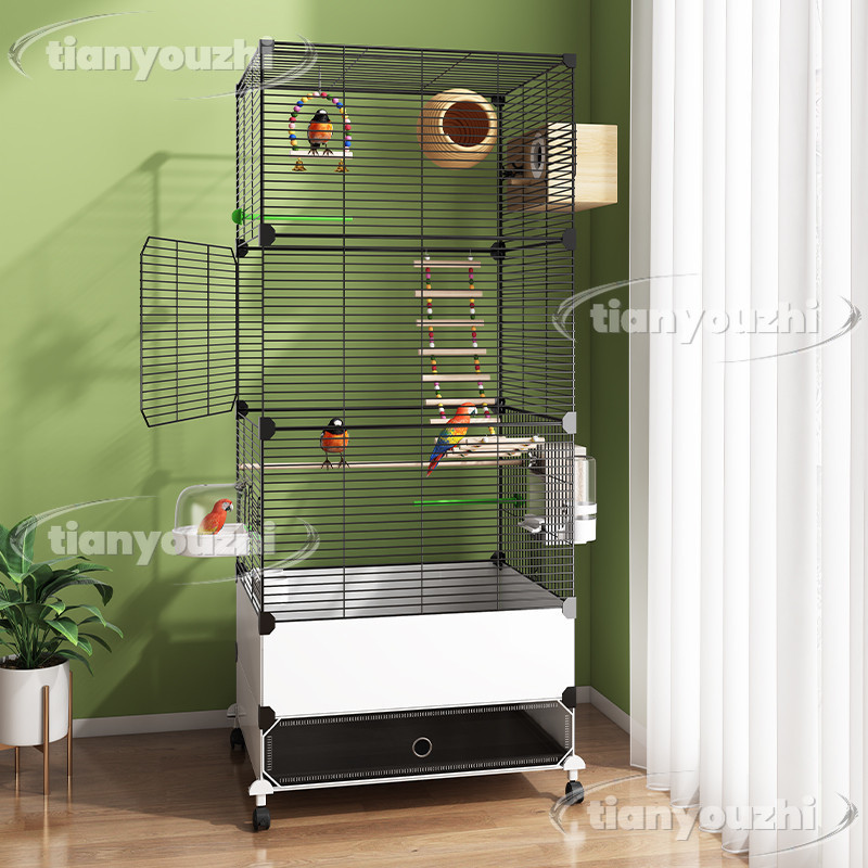 Bird Cage Parrot Cage Home Large Black Phoenix Tiger Skin Peony ...