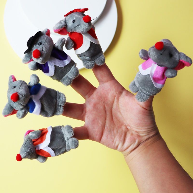 Six Mouse Finger Dolls Animal Early Education Interactive Hand Puppets ...