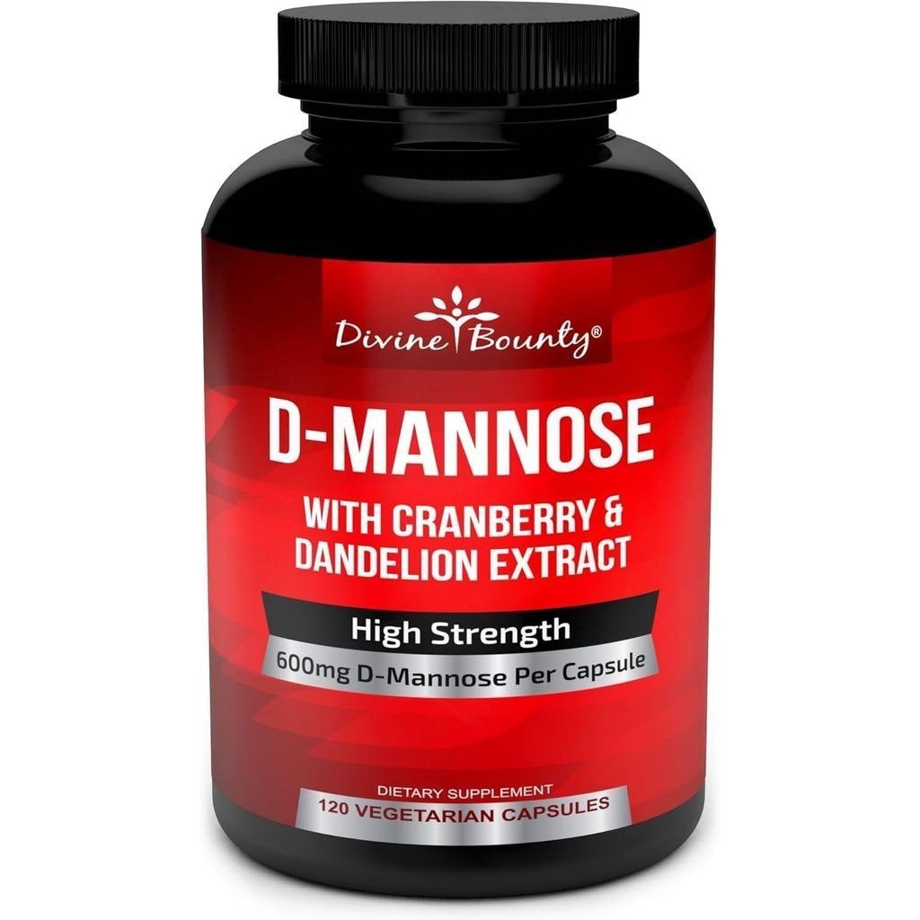 Divine Bounty D-Mannose Capsules - 600mg D Mannose Powder per Capsule with Cranberry and ...