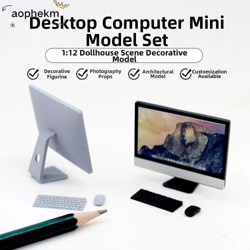 AOPHEKM 1/12 Dollhouse Miniature Computer, Micro Scene Props Cute ...