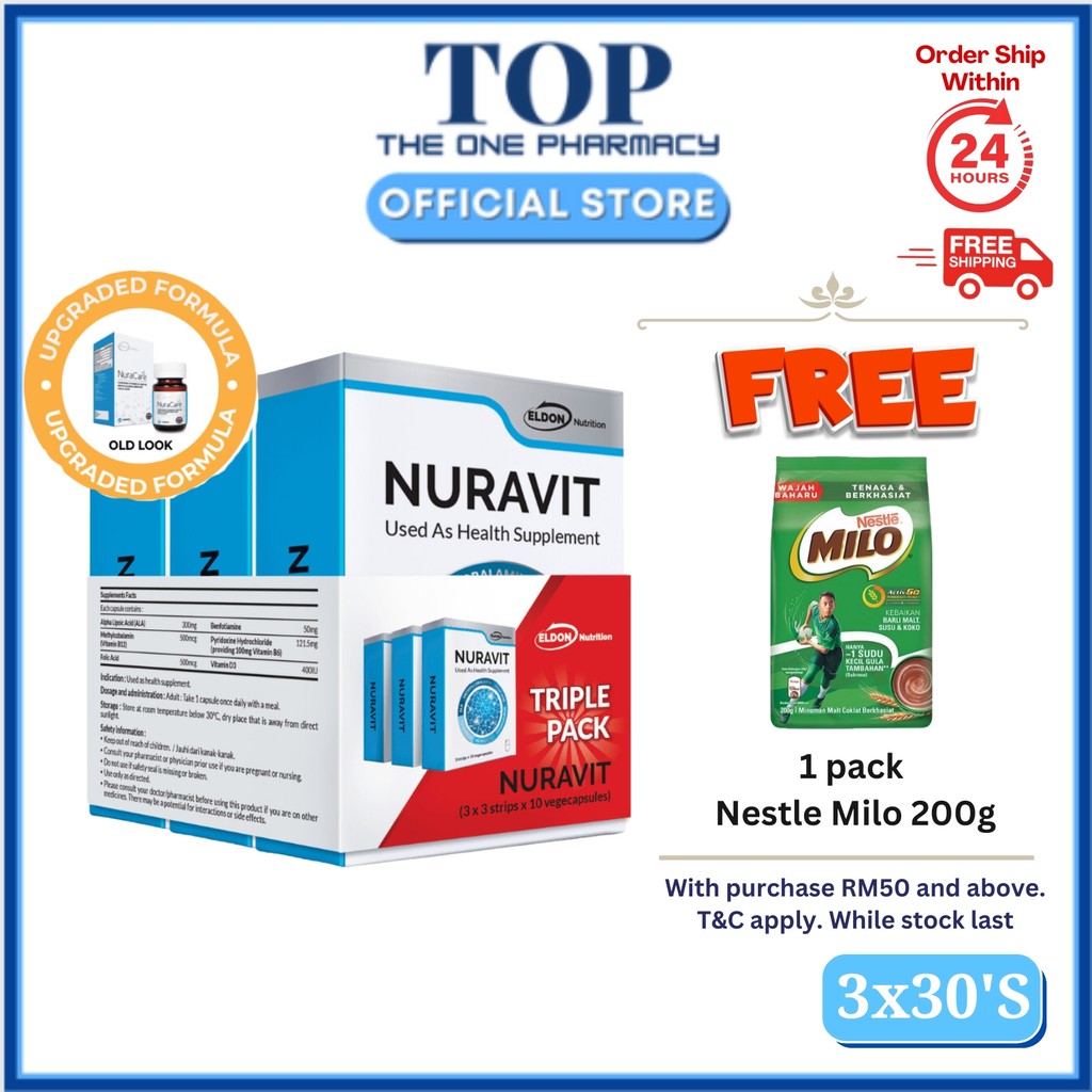 Eldon Nutrition Nuravit Capsule 3 x 30's/ 30's | Shopee Singapore