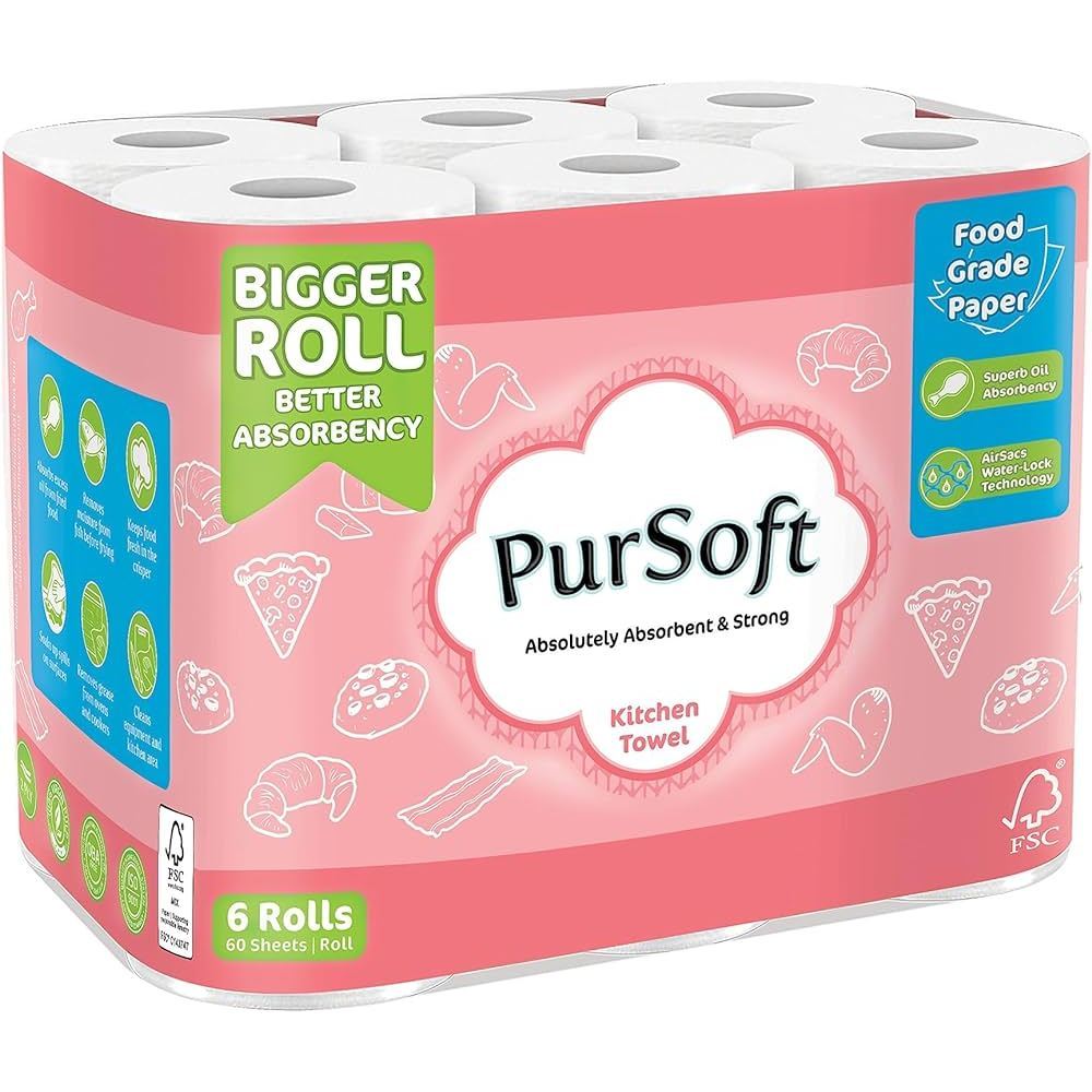 PurSoft FoodSafe Kitchen Towel 6s (6 x 60pcs) pack | Shopee Singapore
