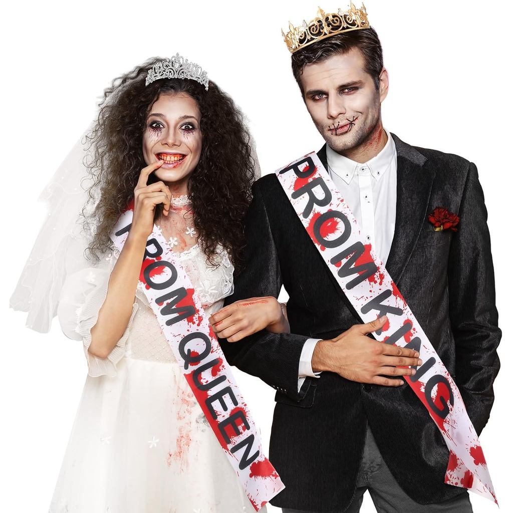 Saintrygo 4 Pcs Halloween Zombie Prom Queen Prom King Crowns Tiaras ...