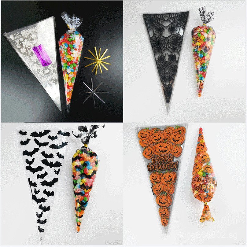 Christmas Candy Transparent Triangle Bag Cookie Snack Packaging Tie Bag ...