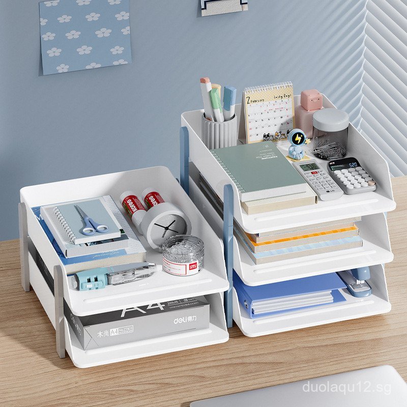 Desktop Multi-layer File Storage Rack Organizer Office Desk Book ...