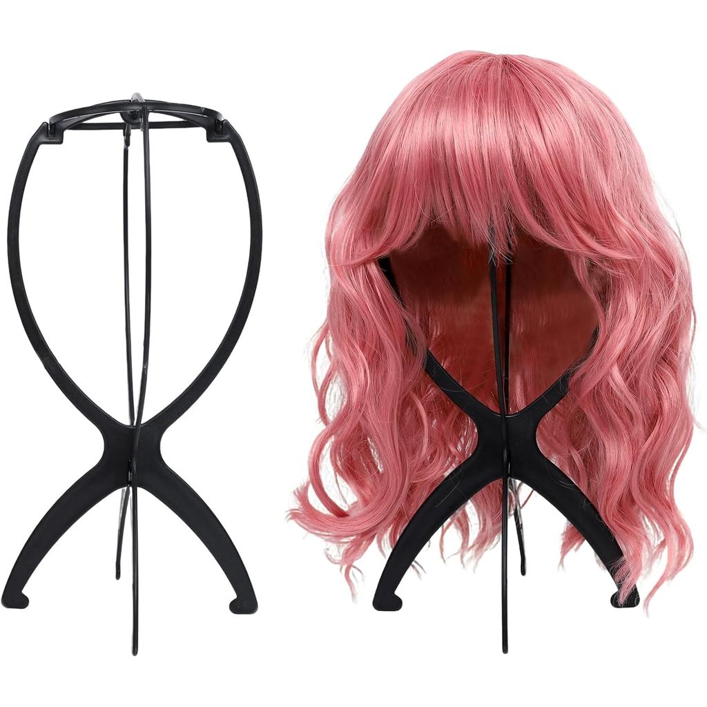 2 Pack Wig Stand, Wig Head Stand Portable Wig Holder for Multiple Wigs ...