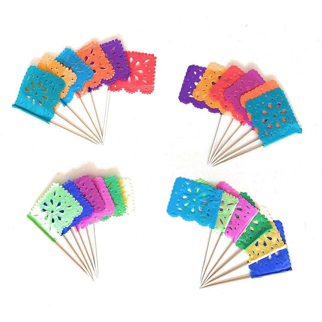 Set of 24 Pcs Multi-Colored Mini Mexican Paper Papel Picado Tissue ...