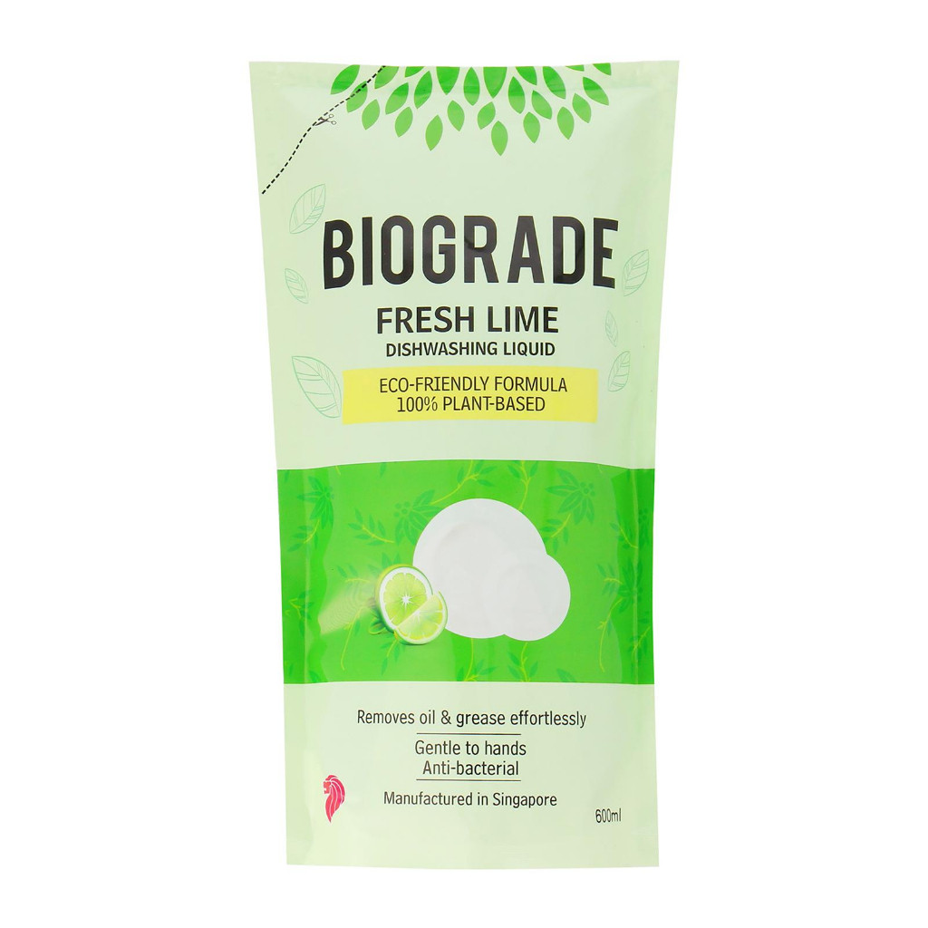 Biograde Fresh Lime Hand Dishwashing Liquid Refill Pack 600ml | Shopee ...