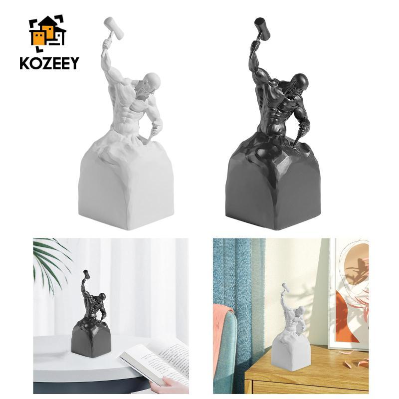 KOZEEY Simple Resin Men Figurine Statue Self-Carved Collectible ...