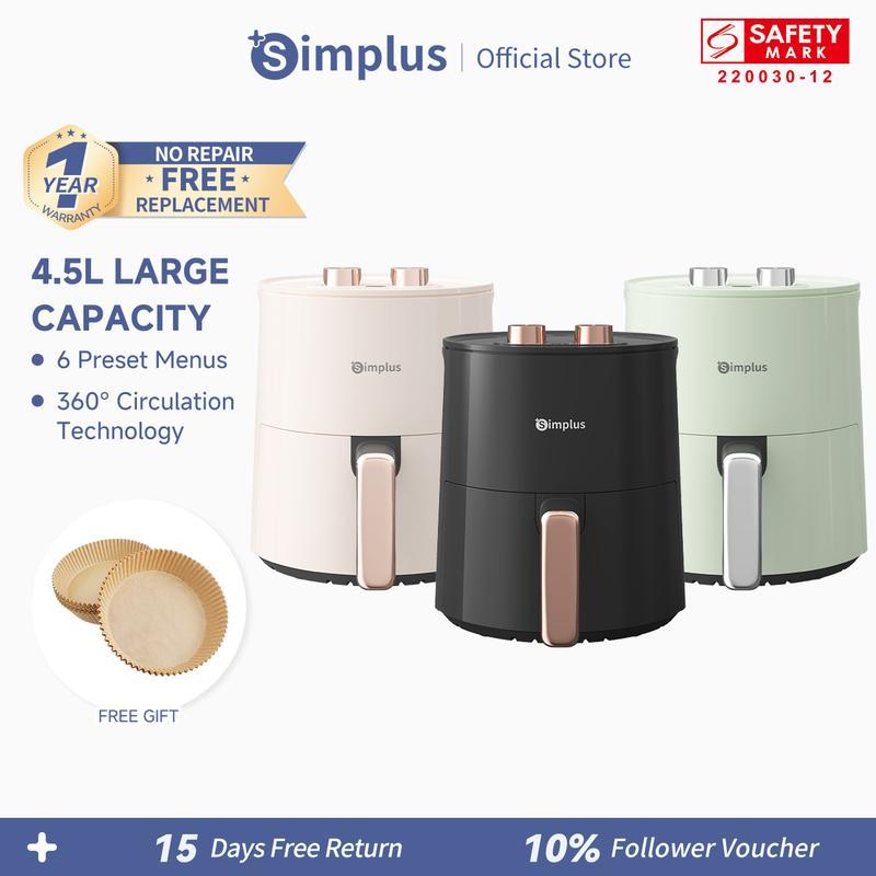 Simplus Air Fryer 4.5L 1300W 8 Preset Menu 30min Preset Timer 80-200 ...