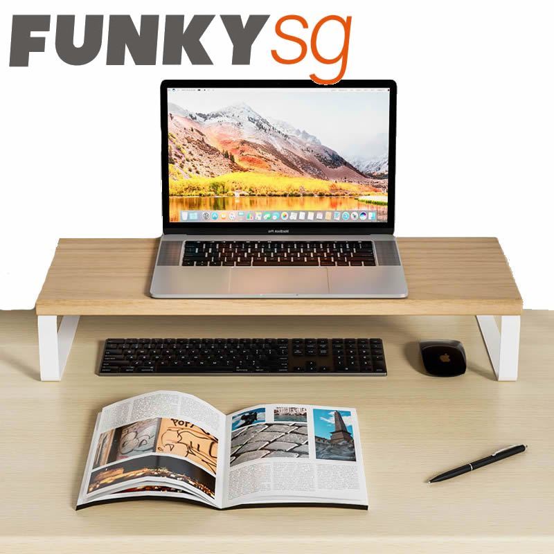 Wooden Monitor Stand & Laptop Riser | Aluminum Legs | 20cm Wide ...