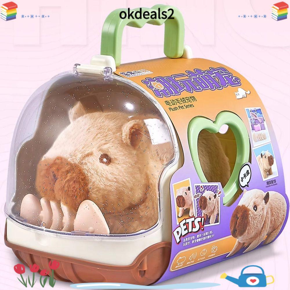 DEALSHOP Capybara Walking Doll, Rechargeable Mouth Moving Electric ...