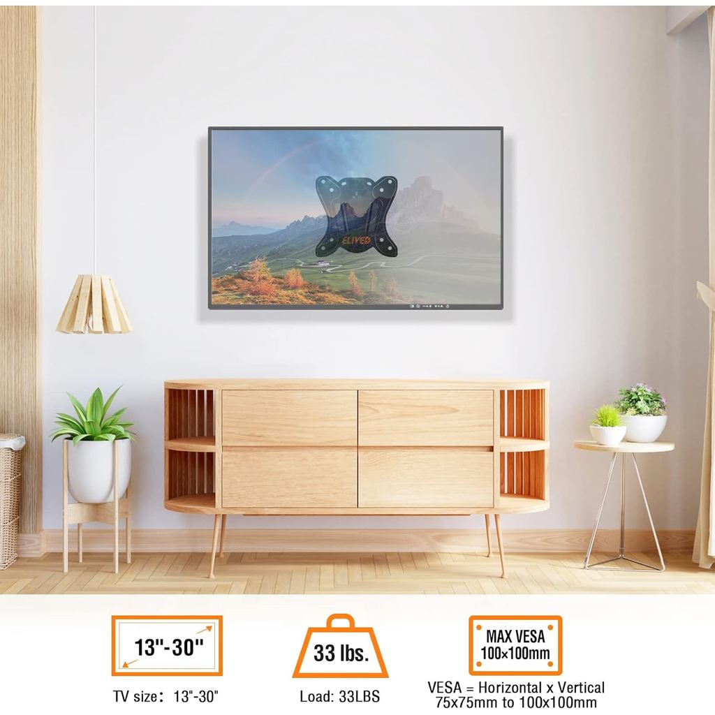 ELIVED TV Wall Mount Small Monitor Mount Bracket with Adjustable Tilt ...