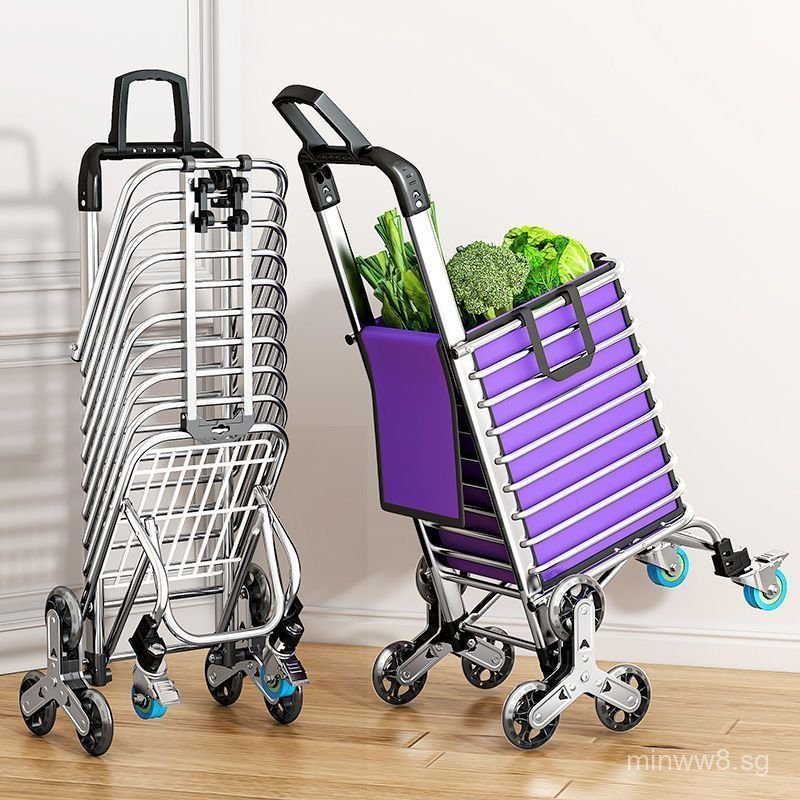 Portable Shopping Cart Lightweight Trolley Foldable Laundry Cart Small ...