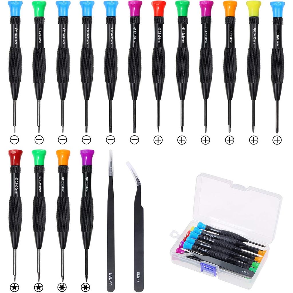 18-Piece Magnetic Screwdriver Set with Flathead, Phillips, Pentalobe ...
