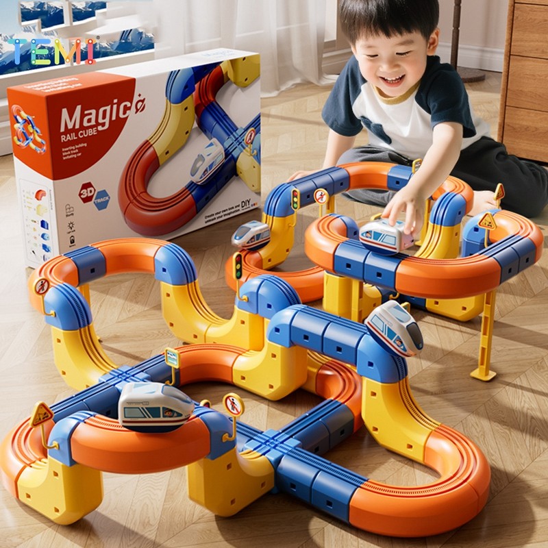 TEMI Children Electric Train Splicing Building Blocks Suspended Track ...