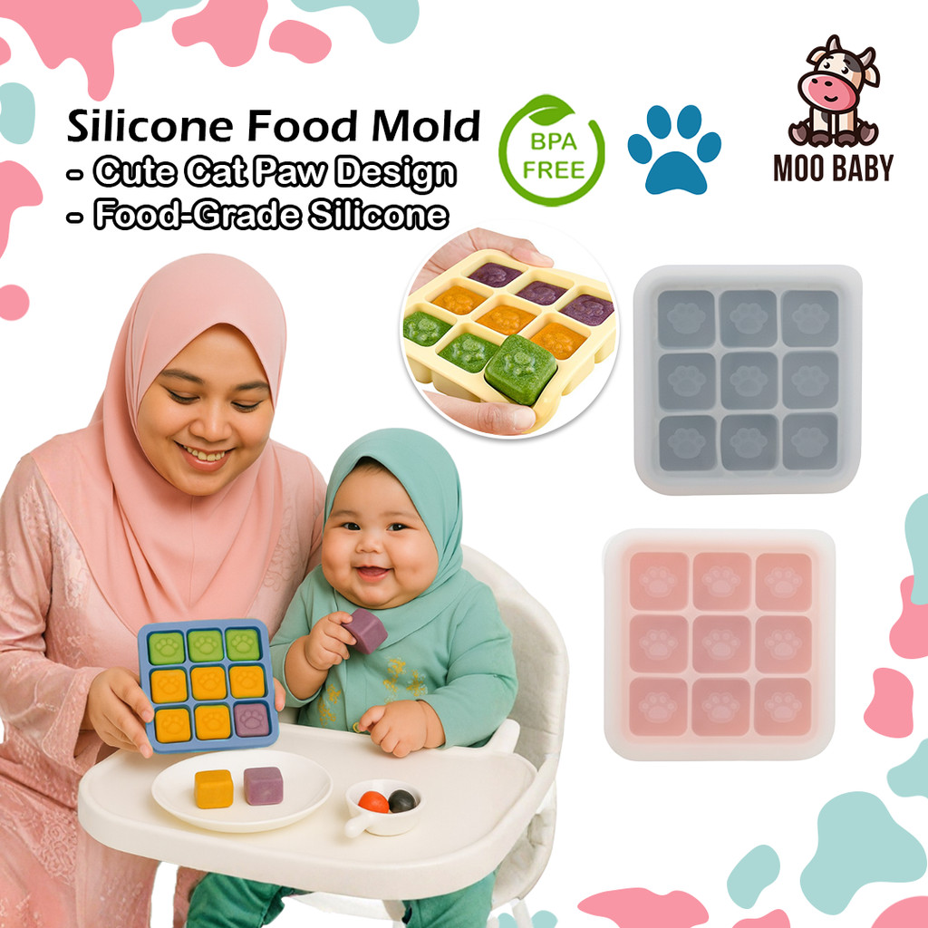 Moo Baby Silicone Mould Baby Food Mould Baby Cartoon Mold Acuan Makanan ...