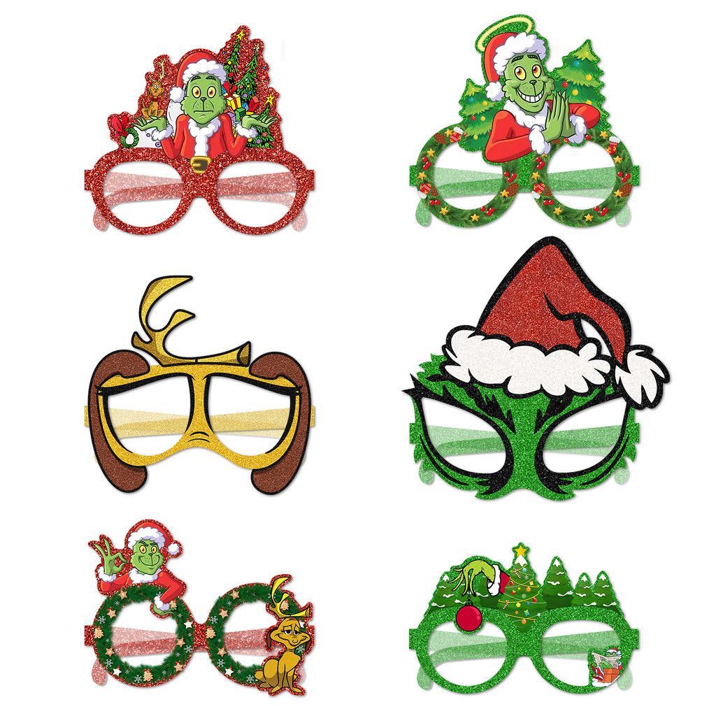 12pcs Christmas Grinch Paper Eye Masks Kids Toy Paper Glasses For ...