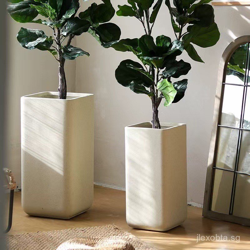 Square Flower Pot Large Diameter Magnesium Clay Cement Flower Pot ...