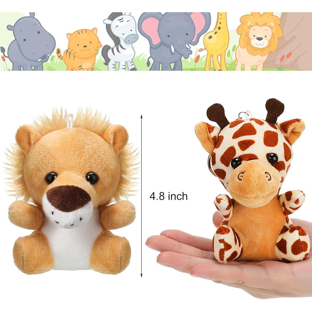 Skylety 12 Pieces Mini Stuffed Animals 4.8 Inch Cute Safari Plush Toys ...
