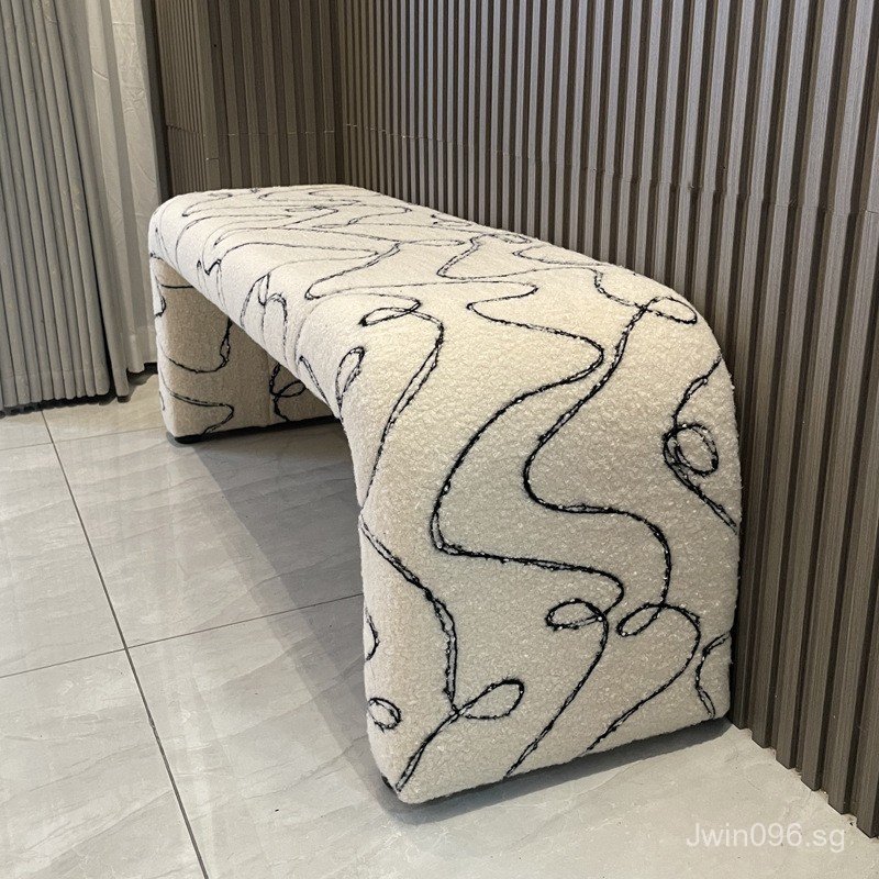 Lamb Wool Entryway Sofa Stool Fitting Room Bedroom Shoe Stool Light ...