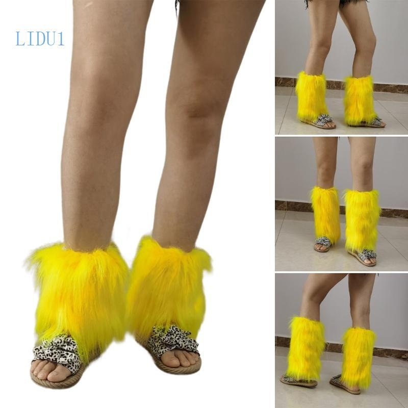 LIDU1 Women Aesthetic Fuzzy Leg Warmer Boot Cuffs Japanese Student ...