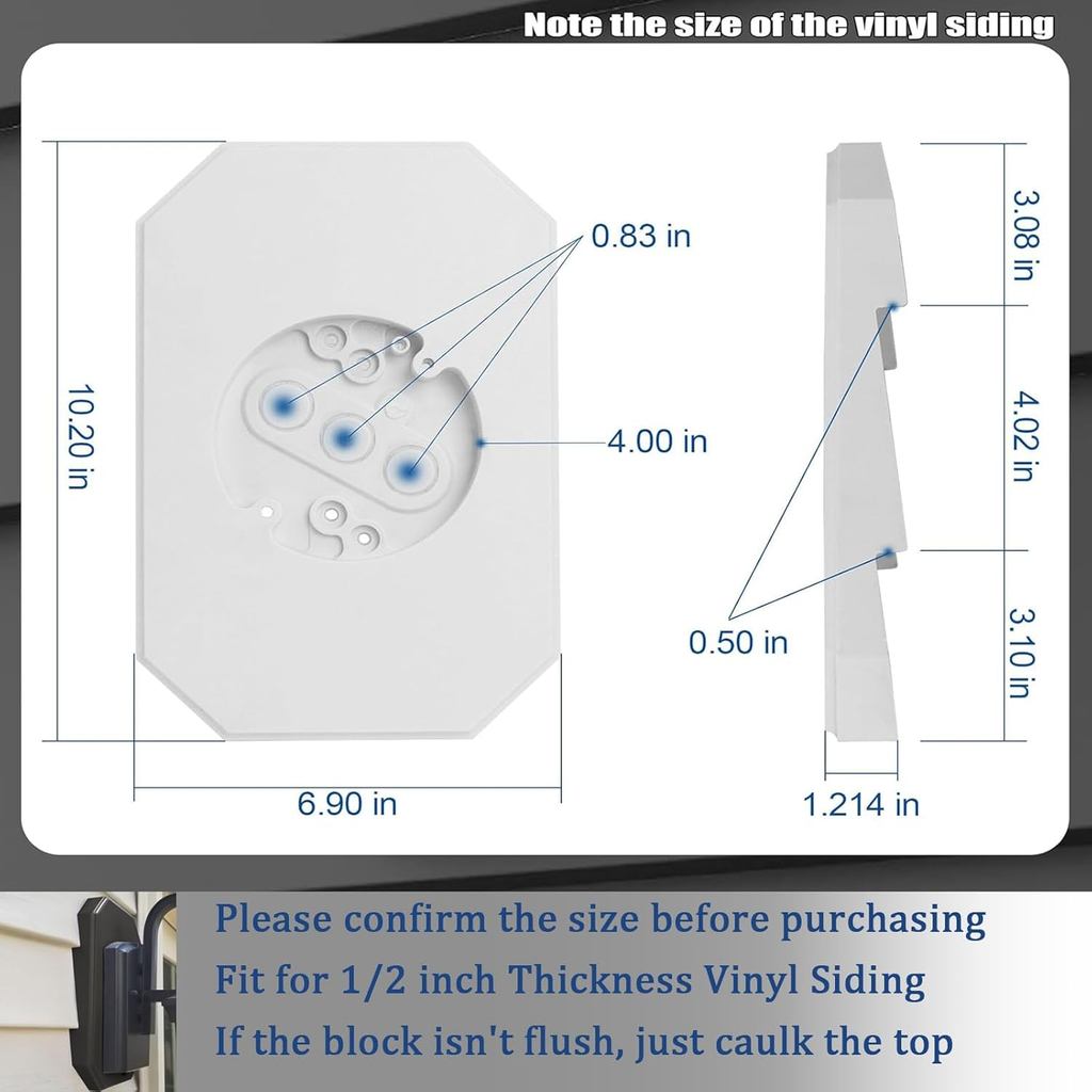 2 Pack Vinyl Siding Mounting Blocks for 1/2 inch Lap Double and 4 inch ...