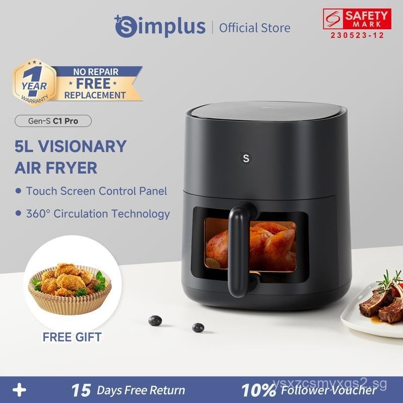 Simplus Digital Air Fryer GEN-S Series 5L Capacity Visible Window 1450W Power Oil Free Cooking ...