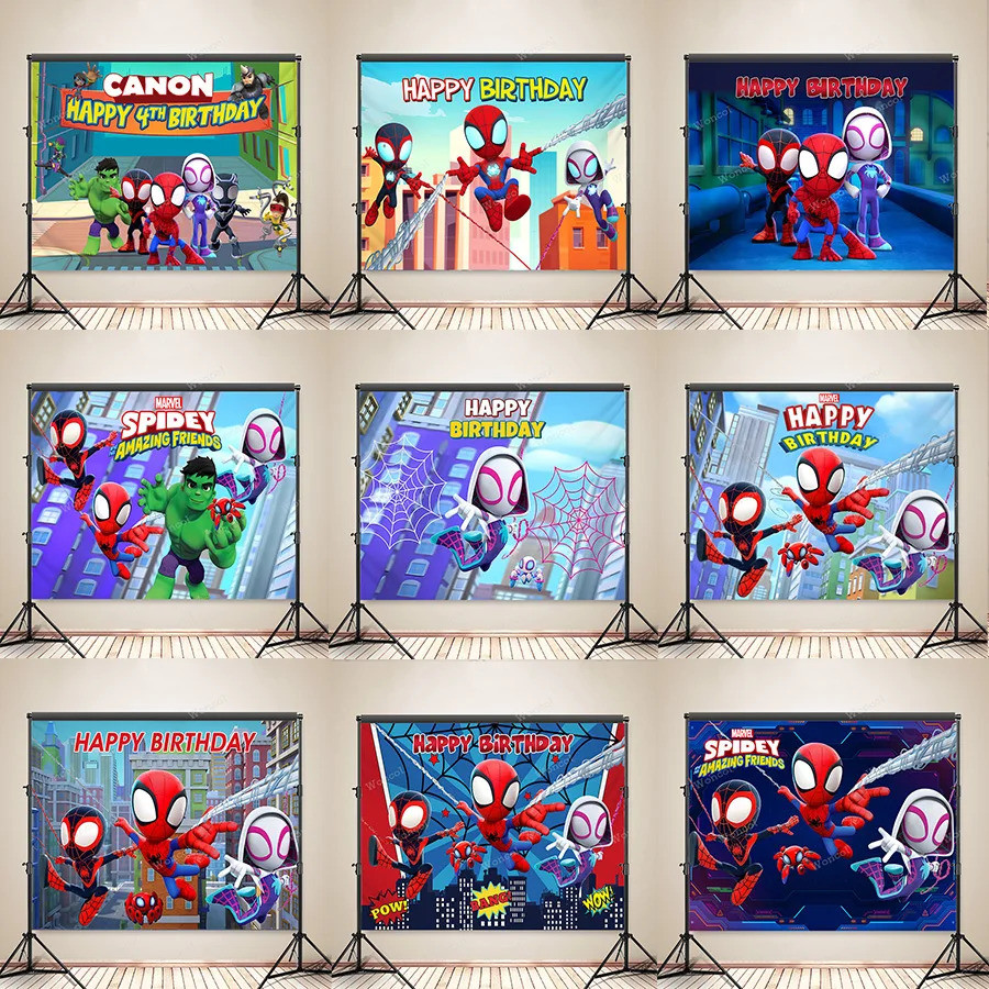 Spidey And His Amazing Friends Backdrop Kids Birthday Baby Shower ...