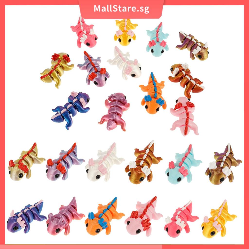 24Pcs Plastic Mini Sensory Axolotl Toy Stress Relief 3D Printed Animal ...