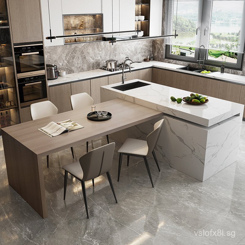 Open Kitchen Island Table Dining Table Integrated Extendable Movable ...