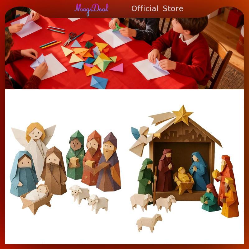 MagiDeal Christmas DIY Paper Nativity Scene 3D Origami Paper Craft Kit ...