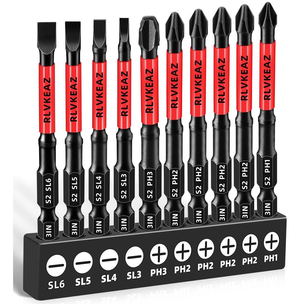 10-PCS 3" Long Magnetic Screwdriver Bits Set: Phillips Bits #1/#2/#3 ...