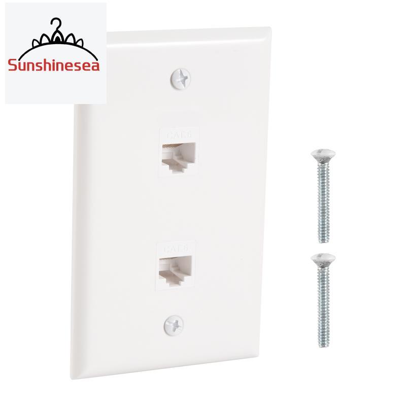 2 Port Ethernet Wall Plate, Cat6 Female to Female Wall Jack RJ45 Inline ...