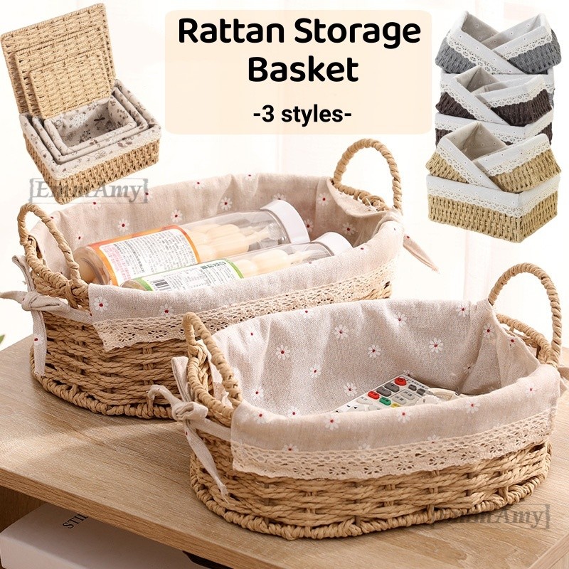 EmmAmy Woven Storage Basket Desktop Storage Box Living Room Bedroom ...