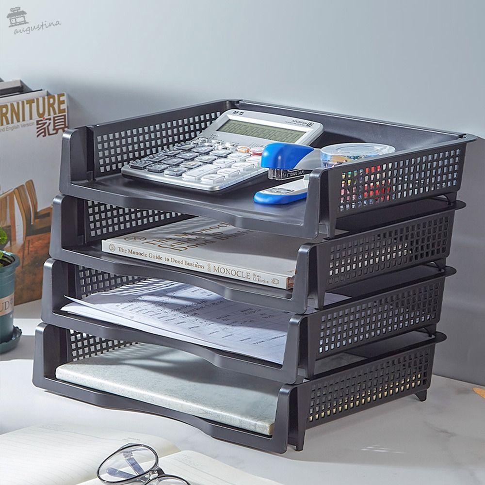 AUGUSTINA Stackable File Rack, Laminated File Organizer A4 File Storage ...