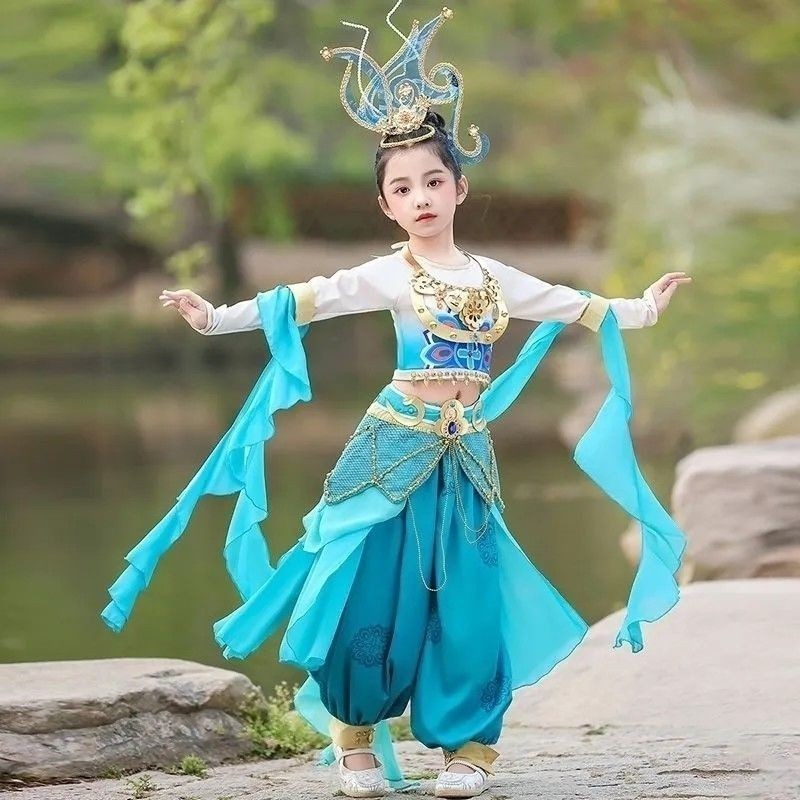 Dunhuang New Style Flying Dance Meet Bounce Pipa Costume Children ...