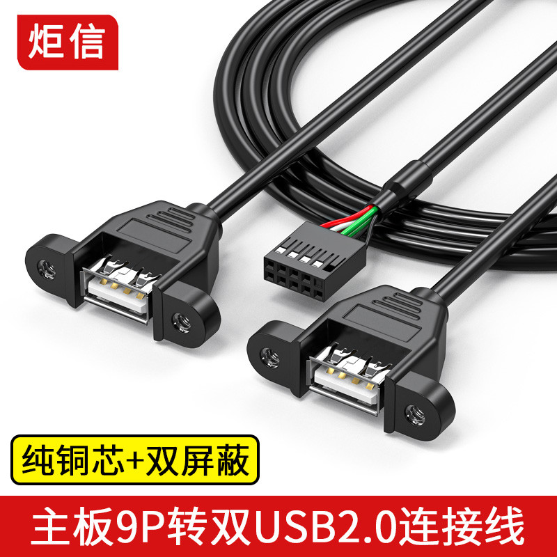 Motherboard 9-Pin to USB Two-Port Baffle Extension Cable with Screw ...