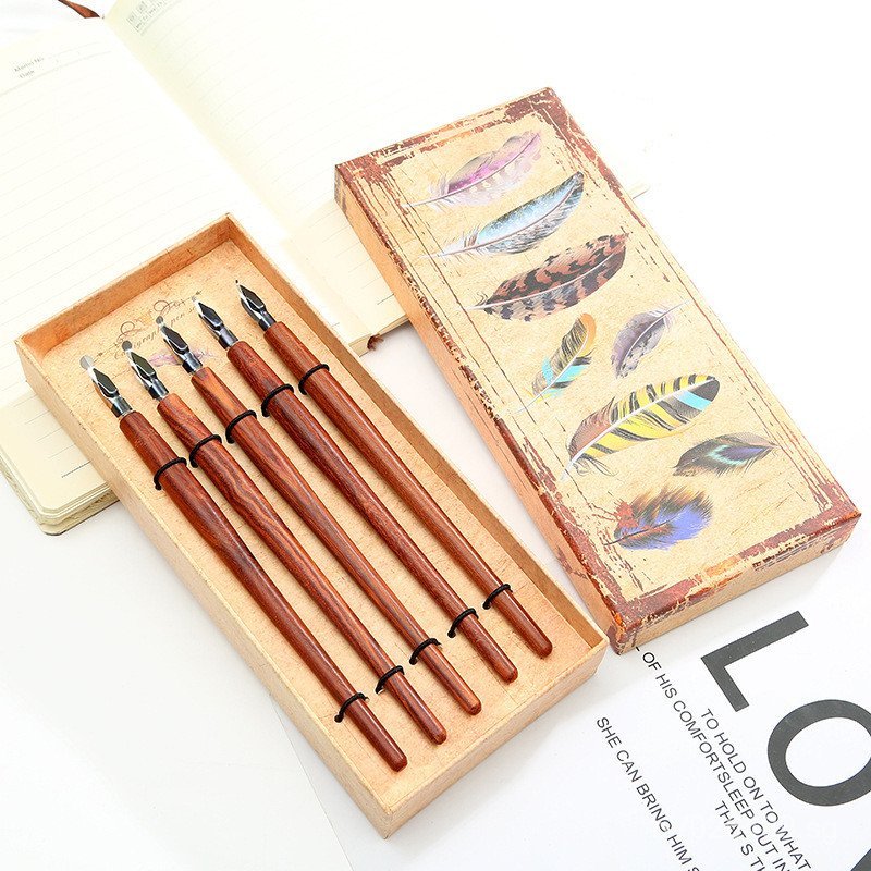 Font Art Gothic Wooden Ebony Artistic Fountain Pen Red Wood Vintage ...