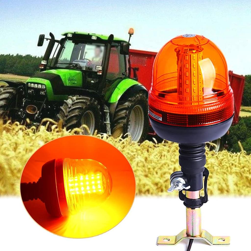 60 LED Rotating Flashing Amber Beacon Light, Flexible Mount Strobe Lamp ...