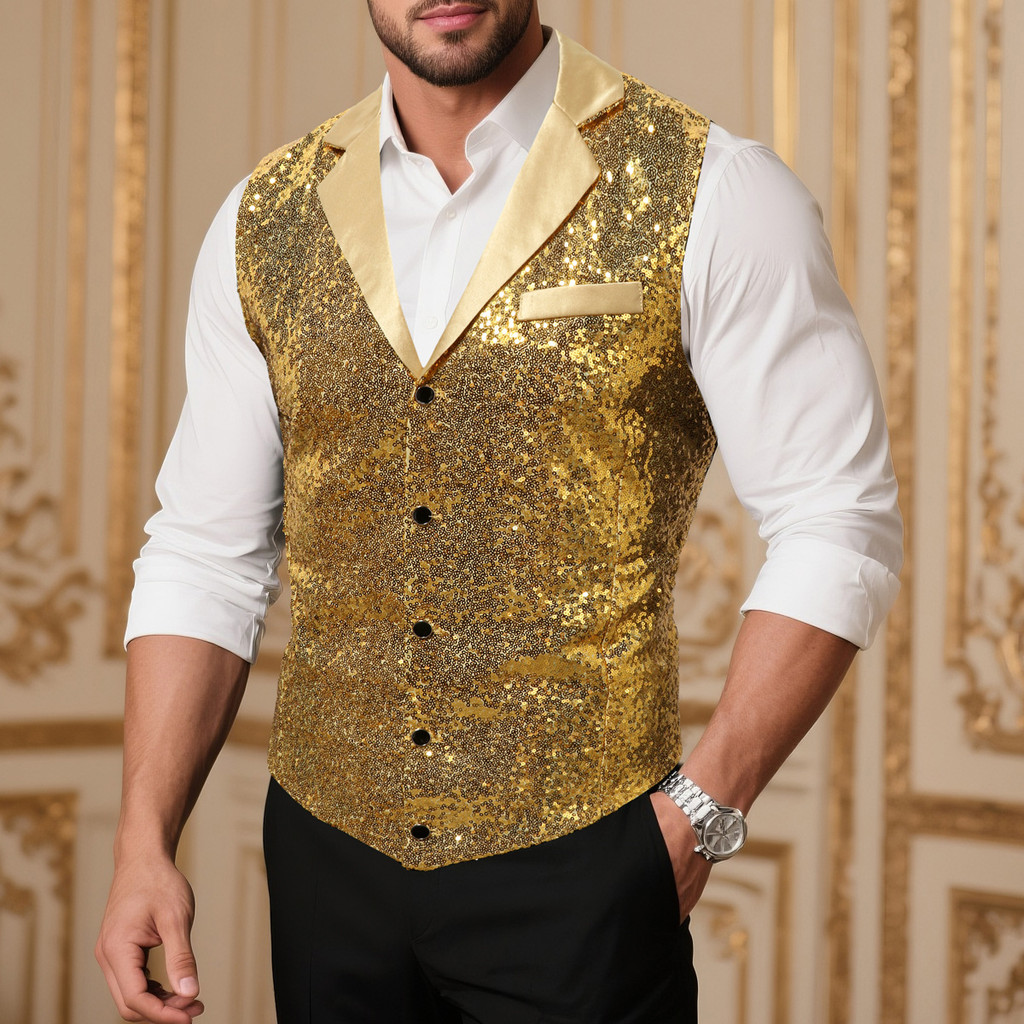 [Trendy Suit] Men's Sequined Suit Vest Jacket Performance Singer Dress ...
