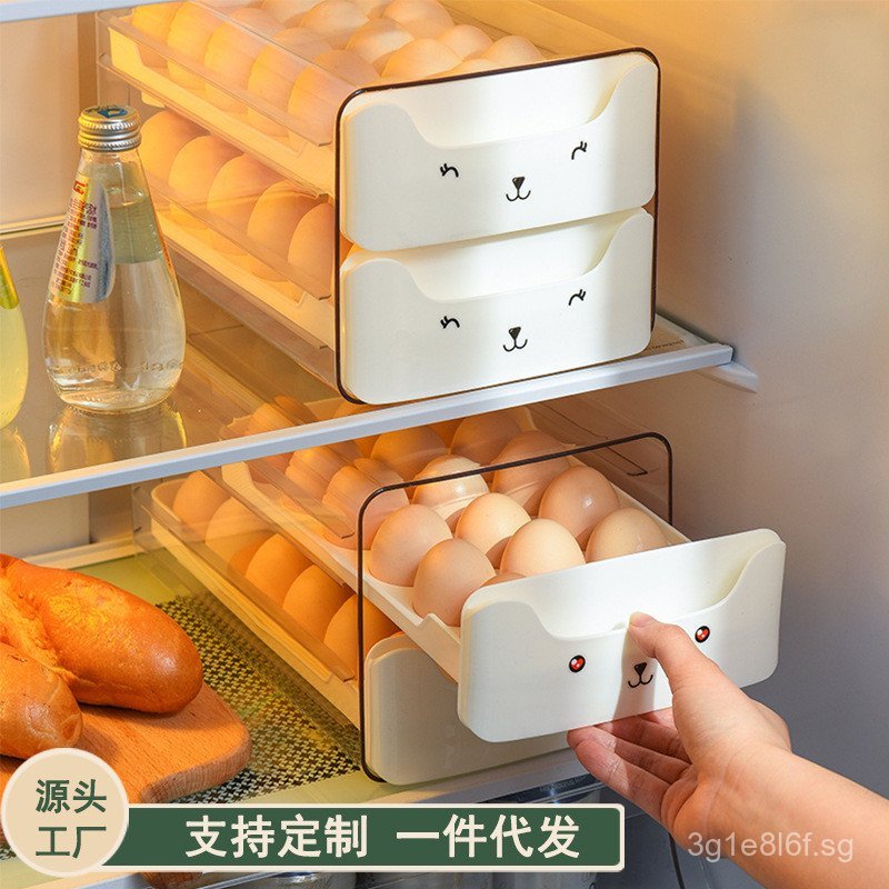 Egg Storage Box for Refrigerator, Food-Grade Drawer-Type for Storing ...