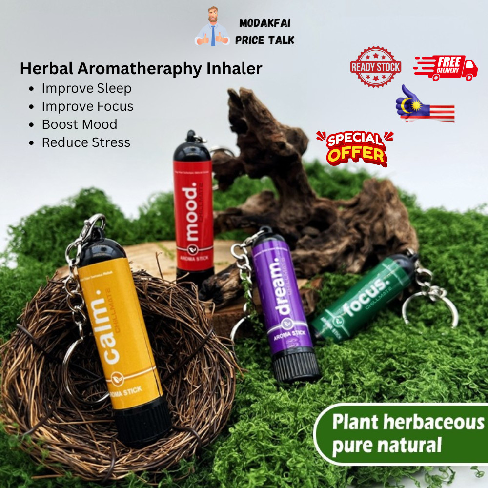 Natural Herb Inhaler | Pocket Aromatherapy 4-in-1 | Mood Booster, Focus ...