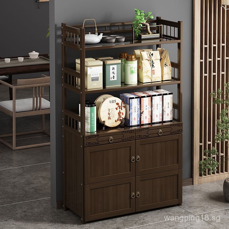 Chicken Wing Wood Tea Cabinet Office Tea Cabinet Storage Rack Home Tea ...