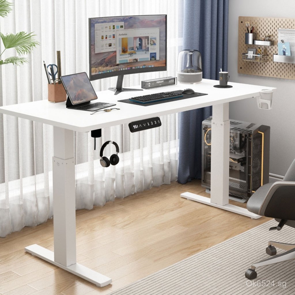Movable Electric Gaming Solid Wood Simple Computer Desk Adjustable ...