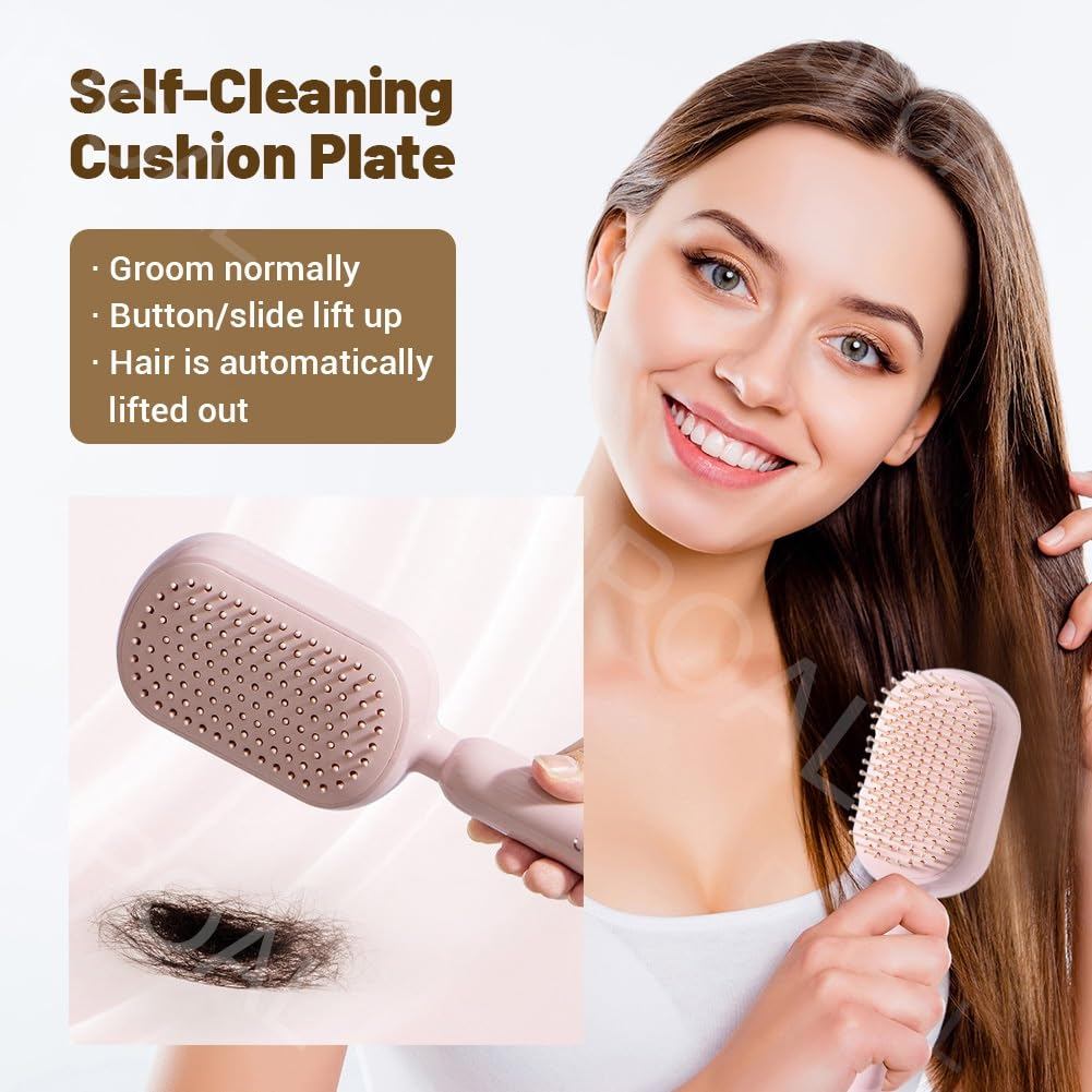 Self Cleaning Hair Brush Retractable Bristles Massage Comb Anti Static ...