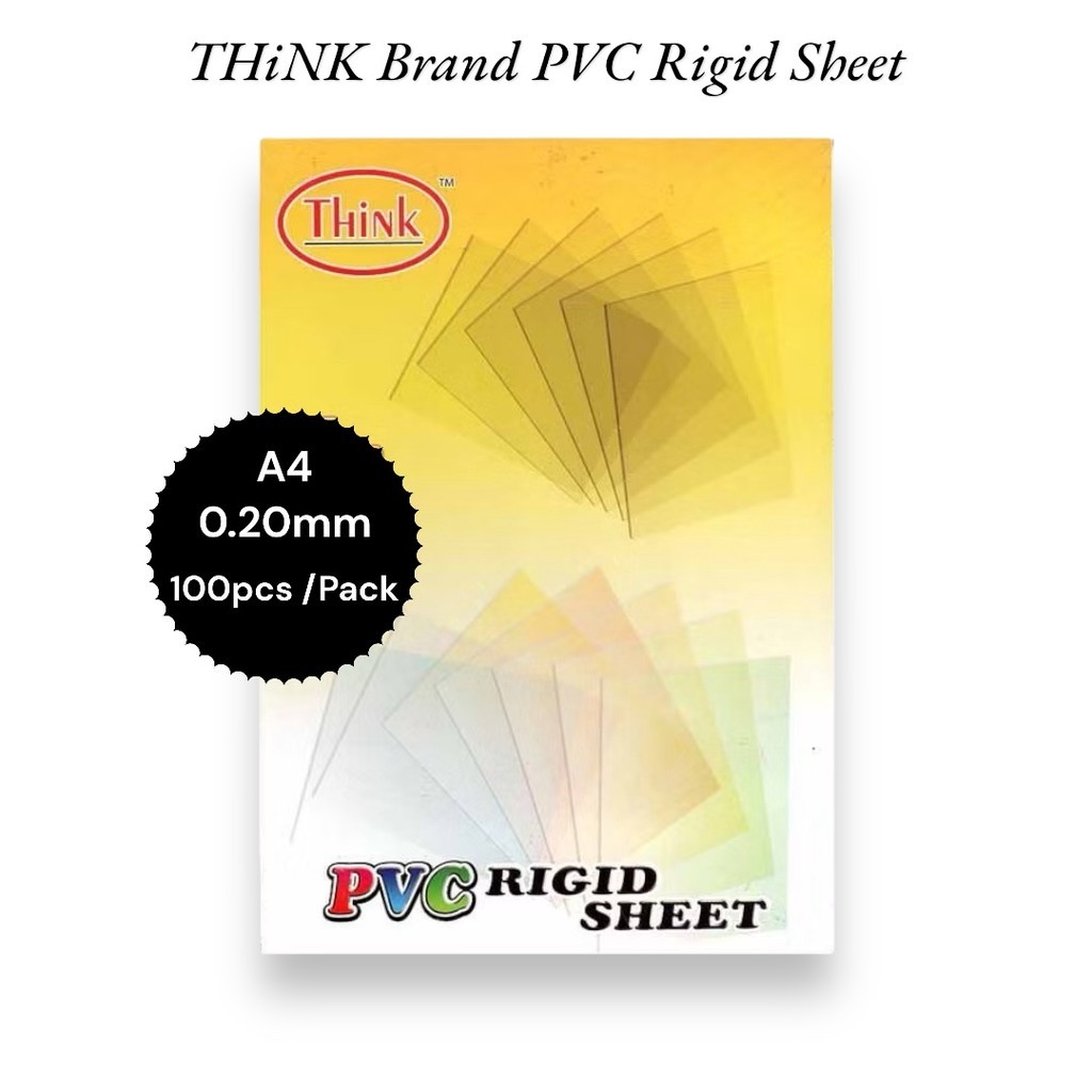 THiNK Brand PVC Rigid Sheet A4 Size 0.2mm 100 Sheets Per Pack | Shopee ...
