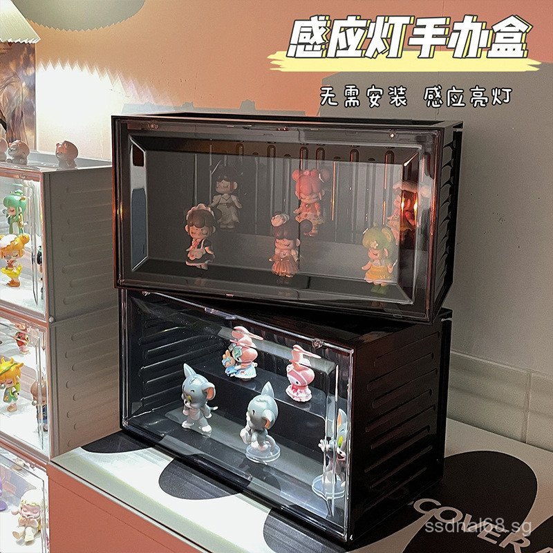 Lighted Sound-Controlled Blind Box Display Cabinet Pop Mart Figurine ...