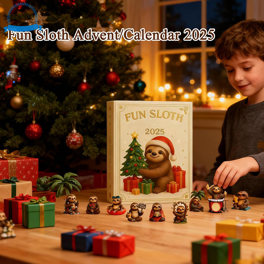 Sloth Xmas Advents Calendar For Kids 24 Days Cute Animals Countdown ...