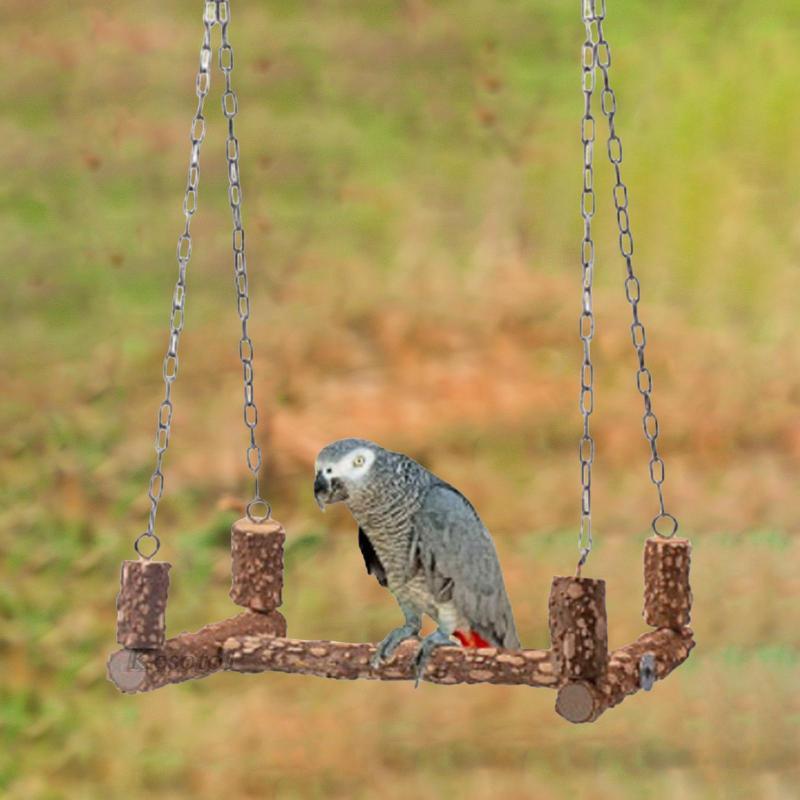 [Kesoto1] Parrot Wooden Stand Swing Swinging Toys Nest Training Perch ...